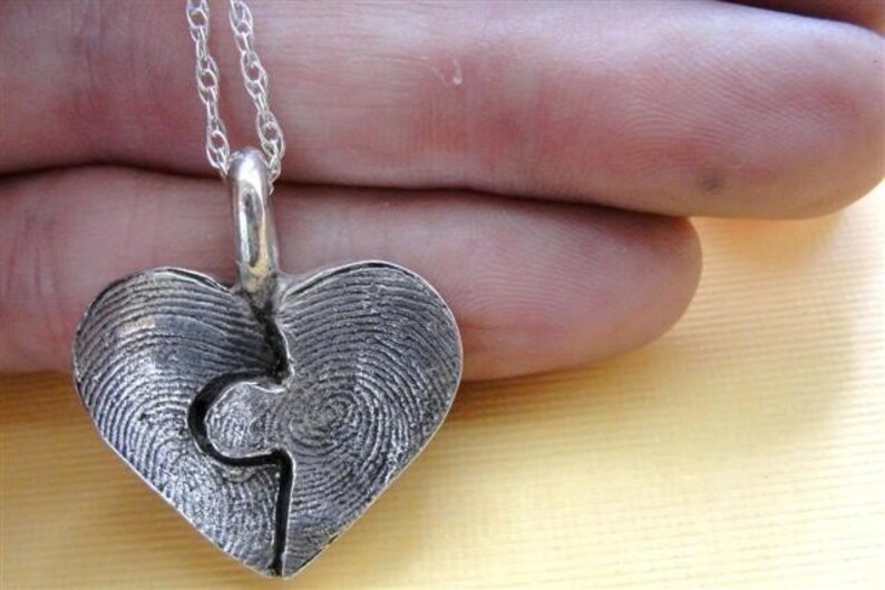 Custom Fingerprint Puzzle Necklace Piece in Sterling Silver - Etsy