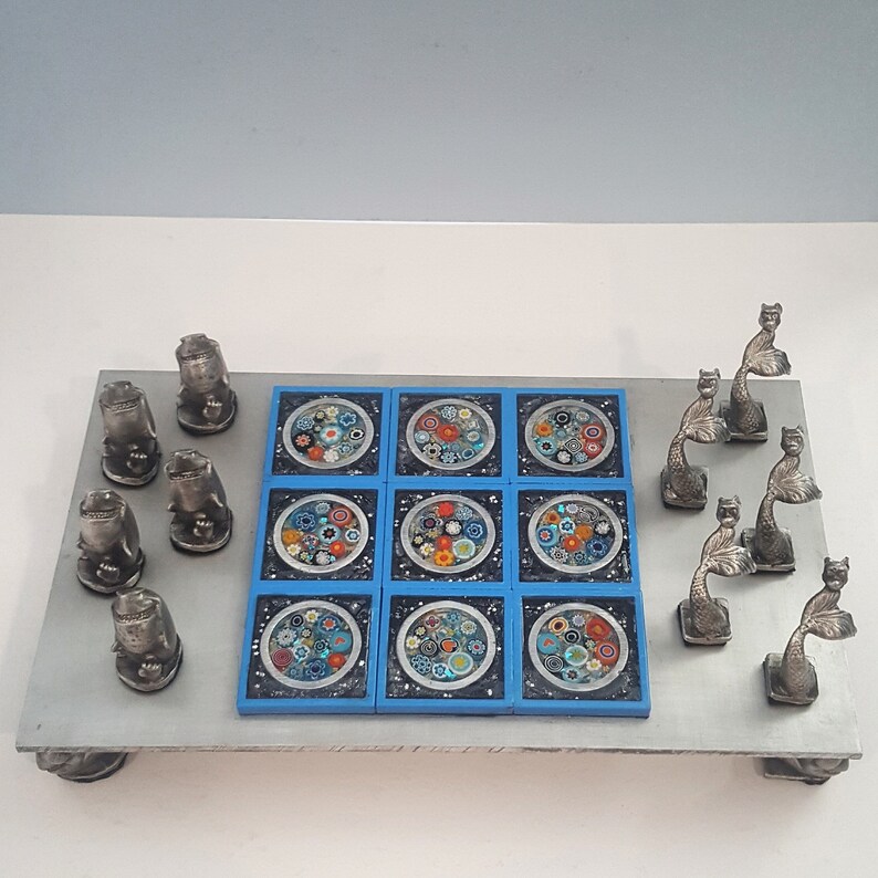 Tic Tac Toe Board Gameboard Sharks Pewter Art Aluminum - Etsy