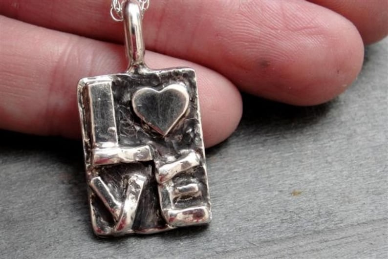 Love Heart Necklace in Sterling Silver | Etsy