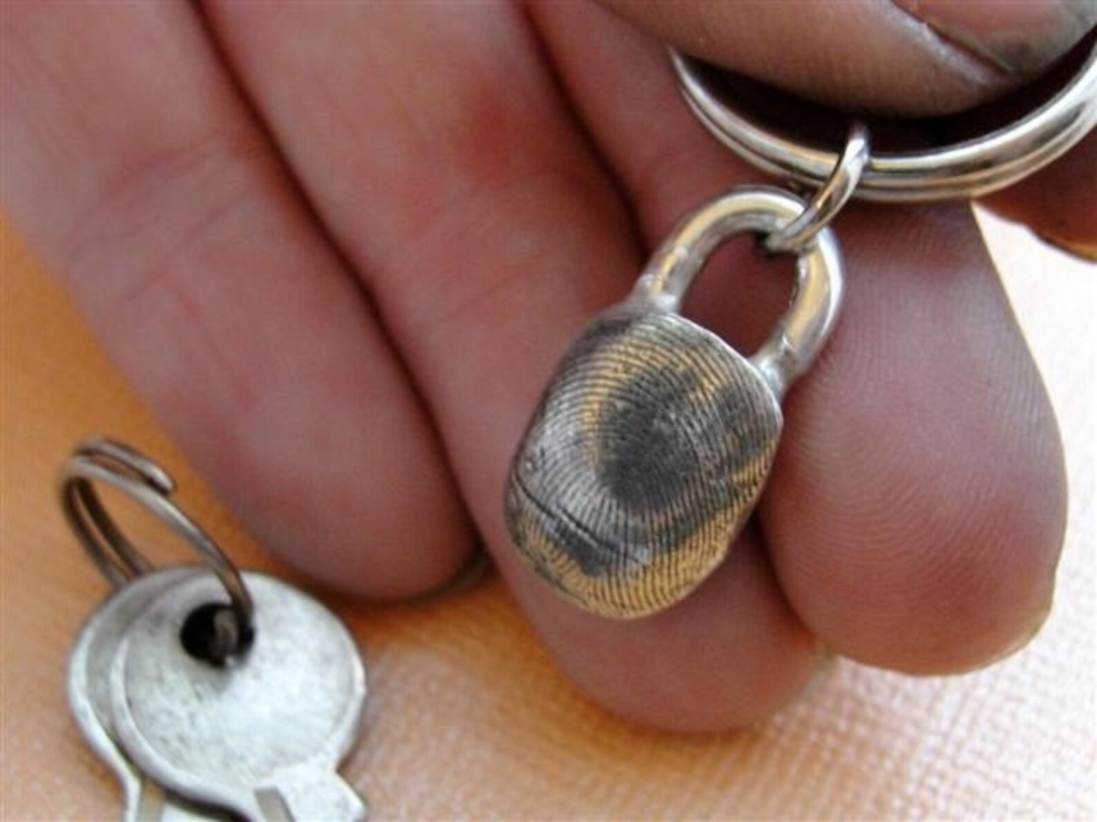 Custom Fingerprint Keychain Thumbprint Key Chain in Sterling - Etsy