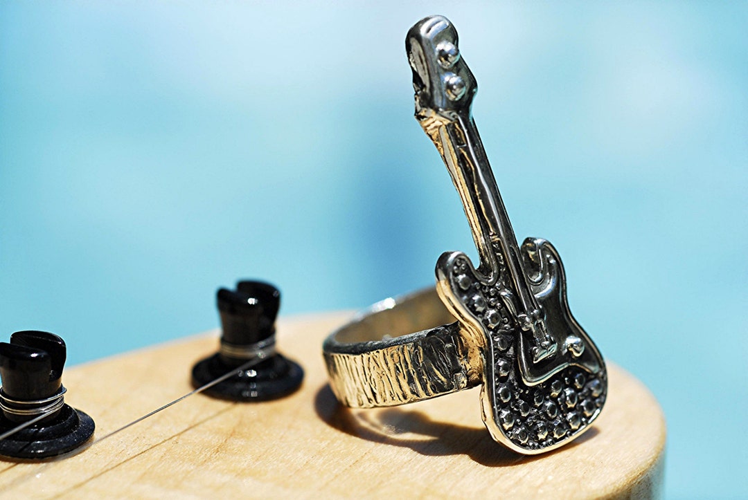 Guitar Ring Rock and Roll in Sterling Silver - Etsy