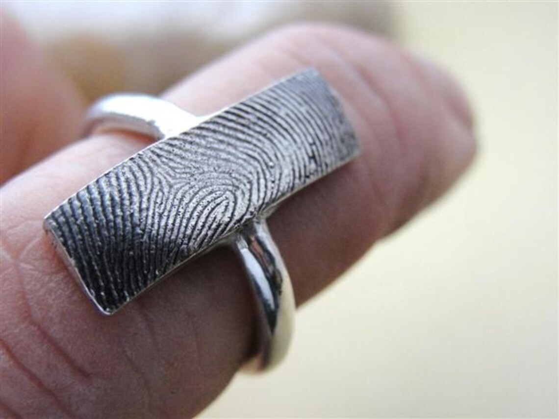 Fingerprint Ring Jewelry Thumbprint Band Personalized Sterling Silver ...
