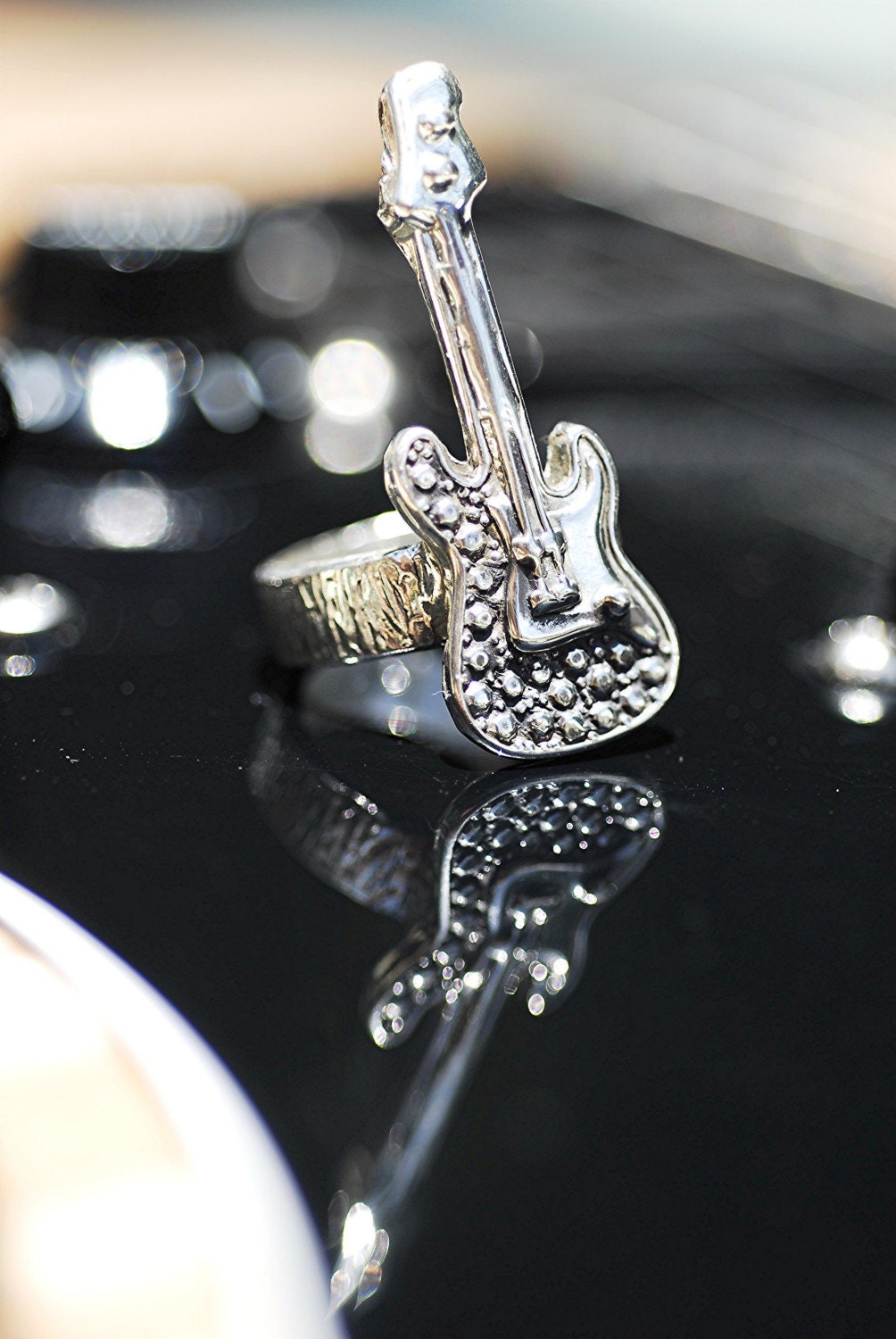 Guitar Ring Rock and Roll in Sterling Silver - Etsy