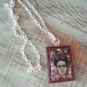Frida Kahlo Necklace, Flower Jewelry, Frida Charm, Resin, Powder ...