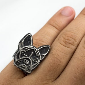 French Bulldog Ring Frenchie Silver Unique Ring - Etsy