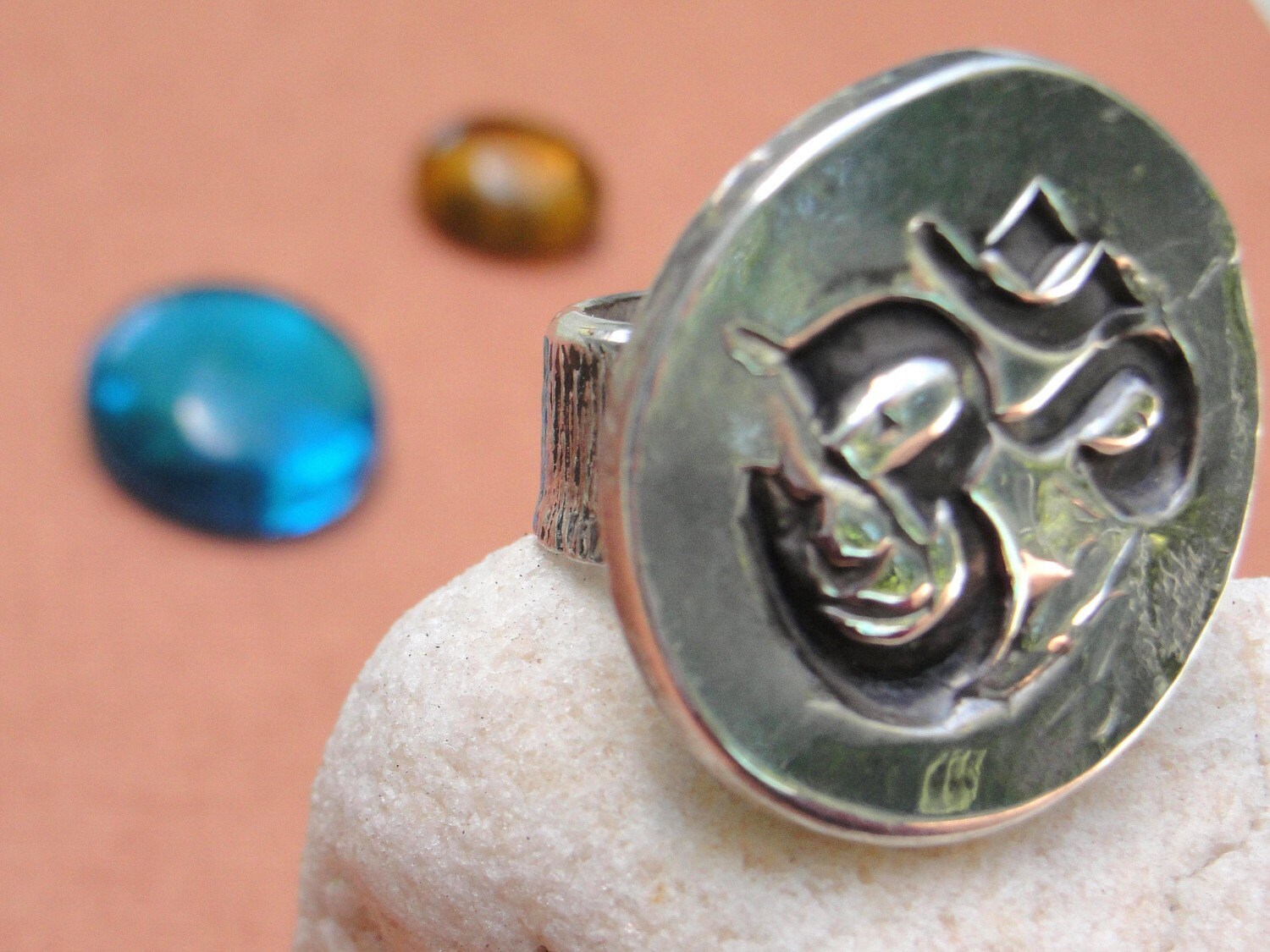 Ohm Ring Om in Sterling Silver - Etsy