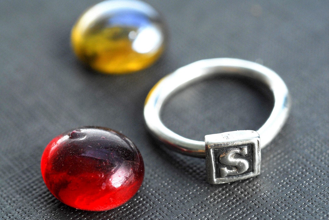 Initial Ring in Letter S Sterling Silver - Etsy