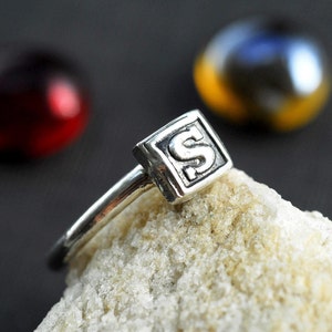 Initial Ring in Letter S Sterling Silver - Etsy