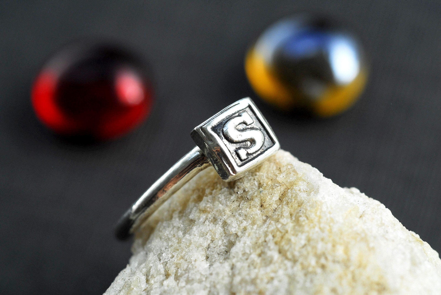 Initial Ring in Letter S Sterling Silver | Etsy