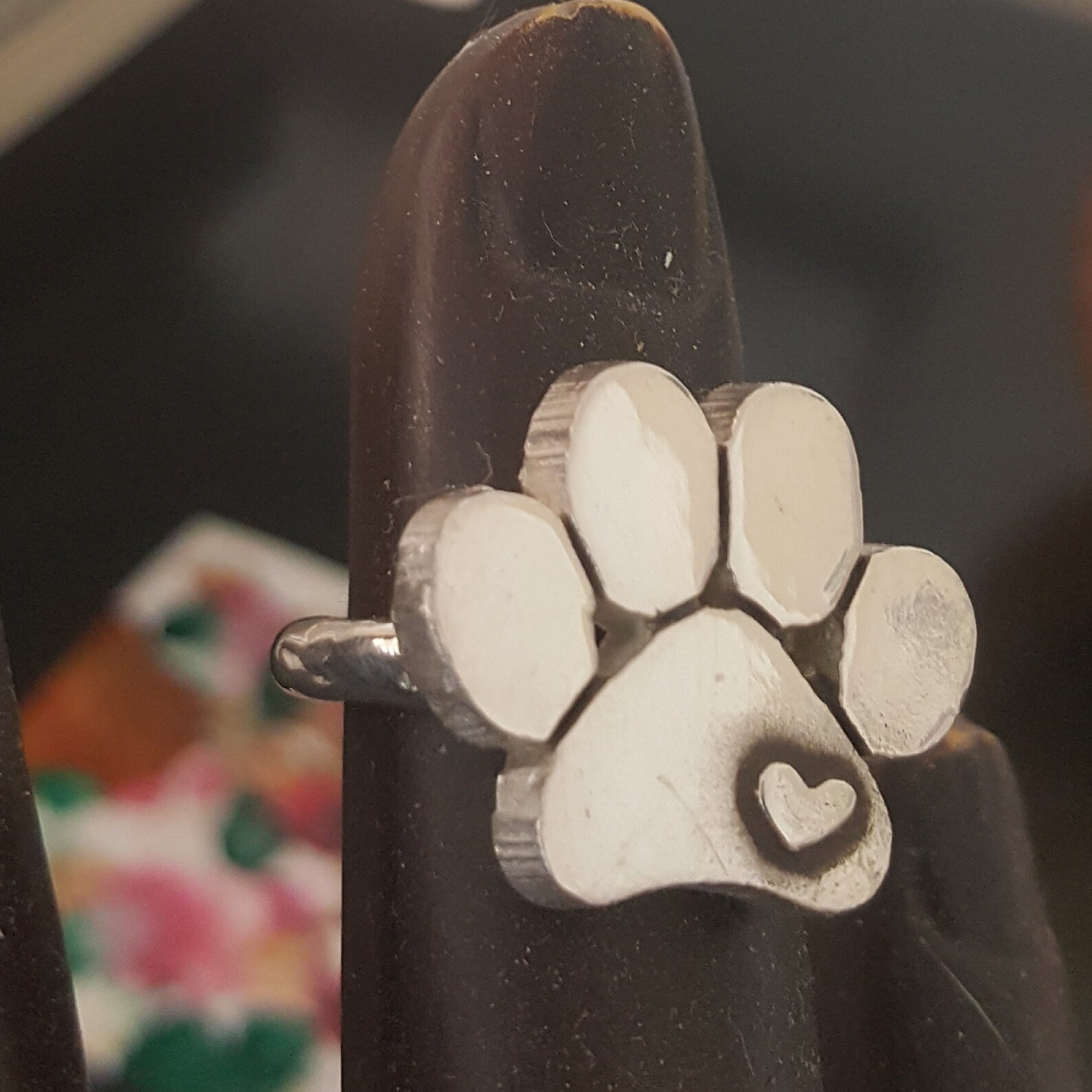 Paw Print Ring Pawprint Sterling Silver Art Band - Etsy