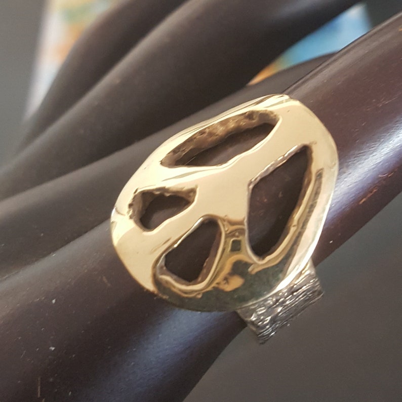 Gold Peace Sign Ring 14kt or 18kt Solid Gold - Etsy