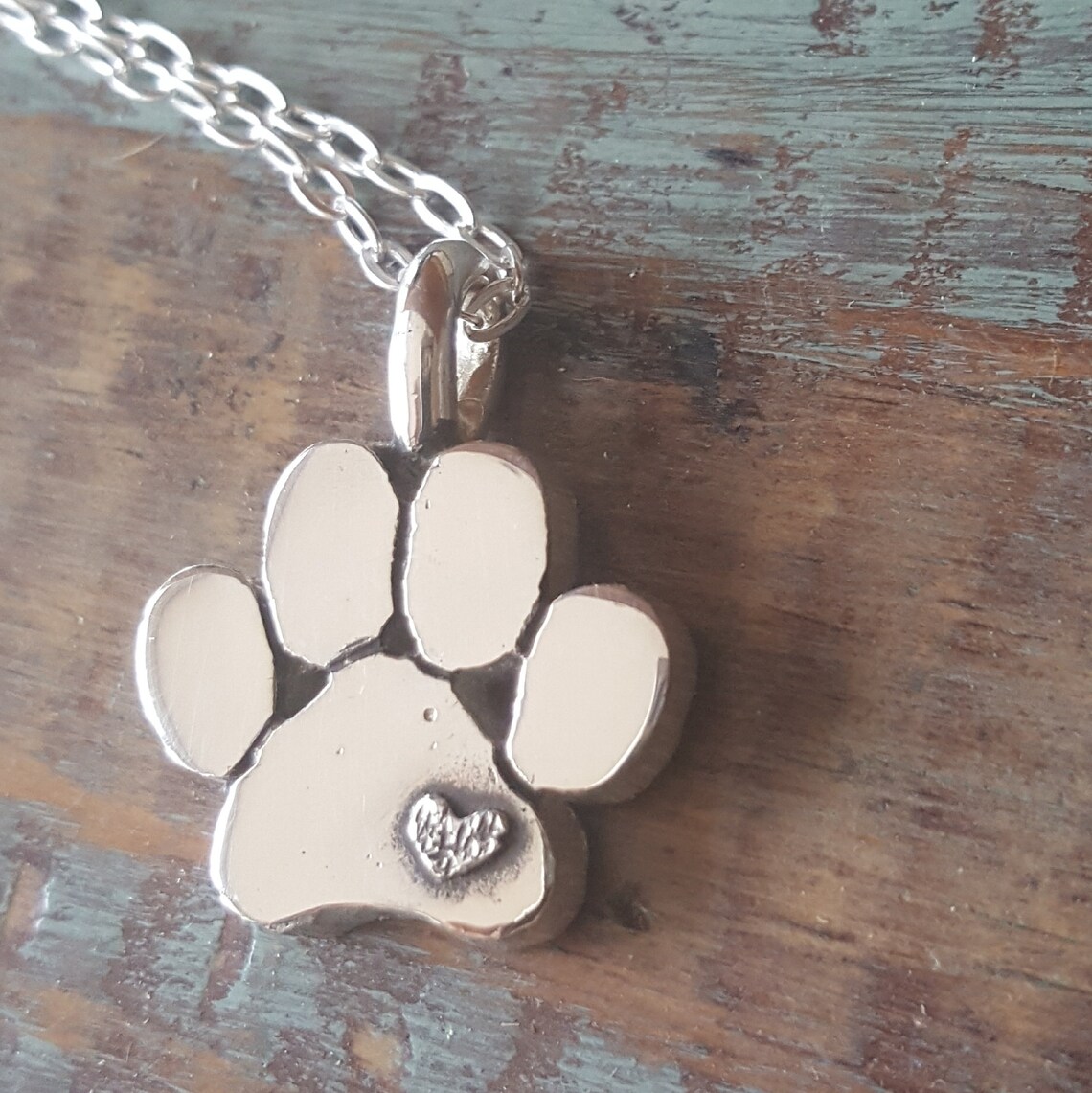 Paw Print Necklace Pawprint Sterling Silver Art Pendant - Etsy