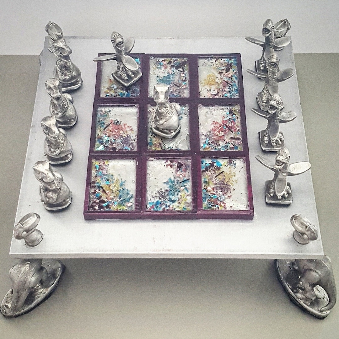 Tic Tac Toe Board, Gameboard, Dinosaurs, Pewter Art, Aluminum Board - Etsy