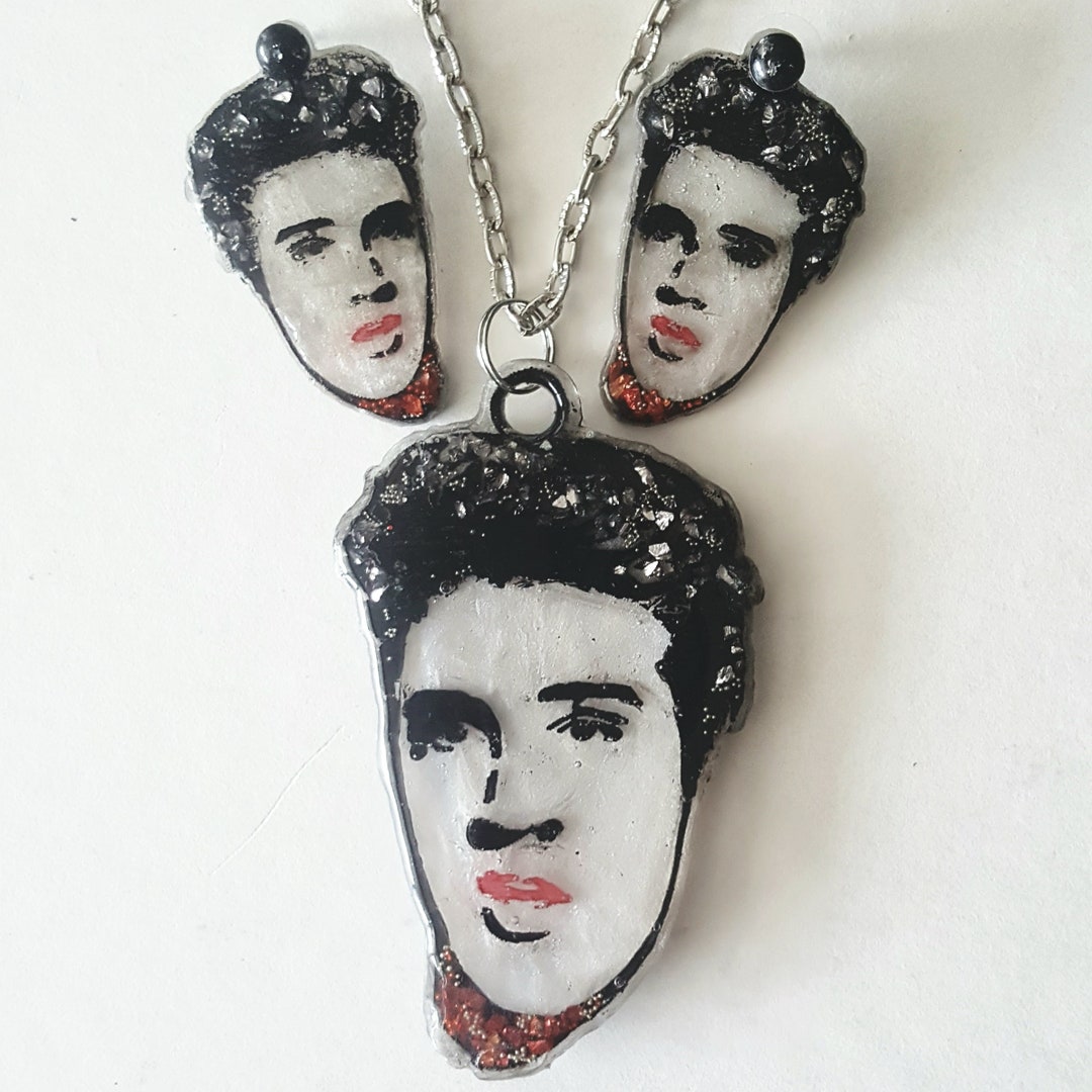 Elvis Necklace, Earrings, Elvis Presley Resin Jewelry, Icon, Resin Art ...