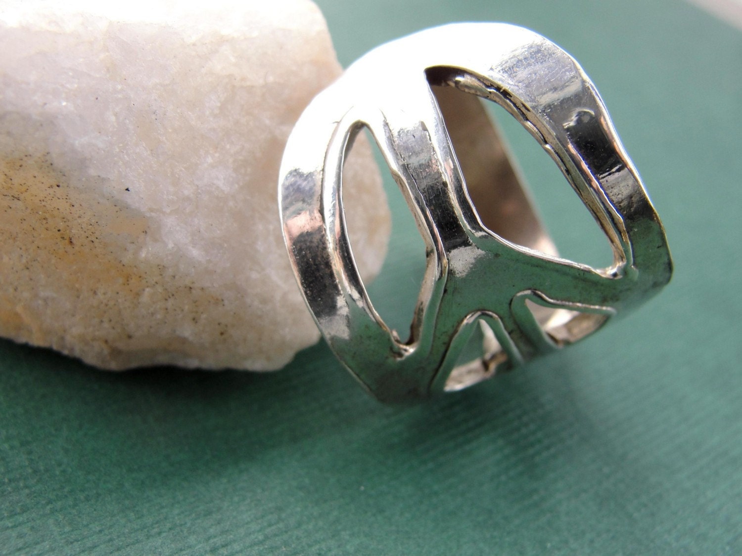 Peace Sign Ring Sterling Silver - Etsy