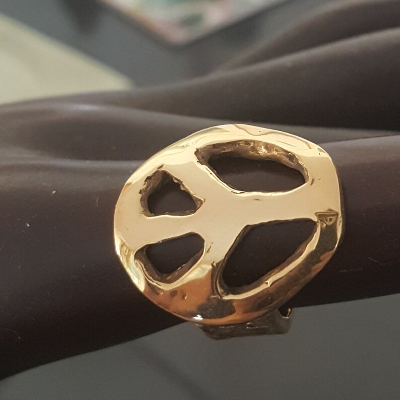 Gold Peace Sign Ring 14kt or 18kt Solid Gold - Etsy