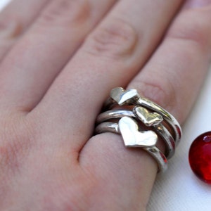 Heart Rings Sterling Silver Trio - Etsy