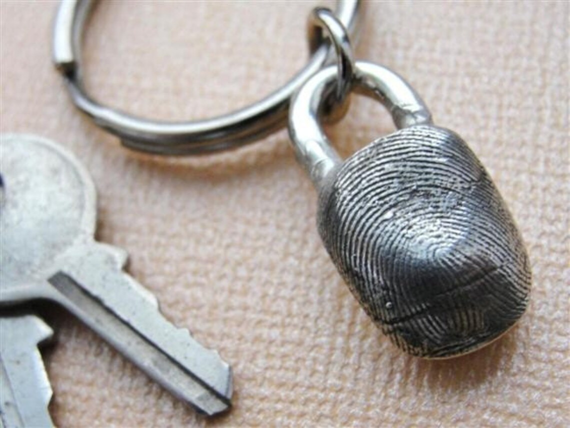 Custom Fingerprint Keychain Thumbprint Key Chain in Sterling - Etsy