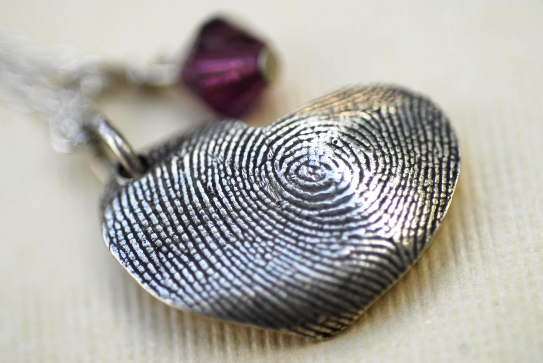Fingerprint Necklace Thumbprint in Sterling Silver Personalized - Etsy