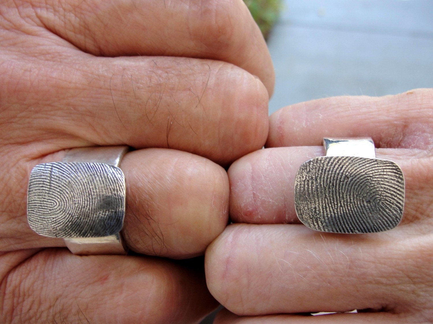 Fingerprint Ring Set Thumbprint in Sterling Silver Personalized - Etsy