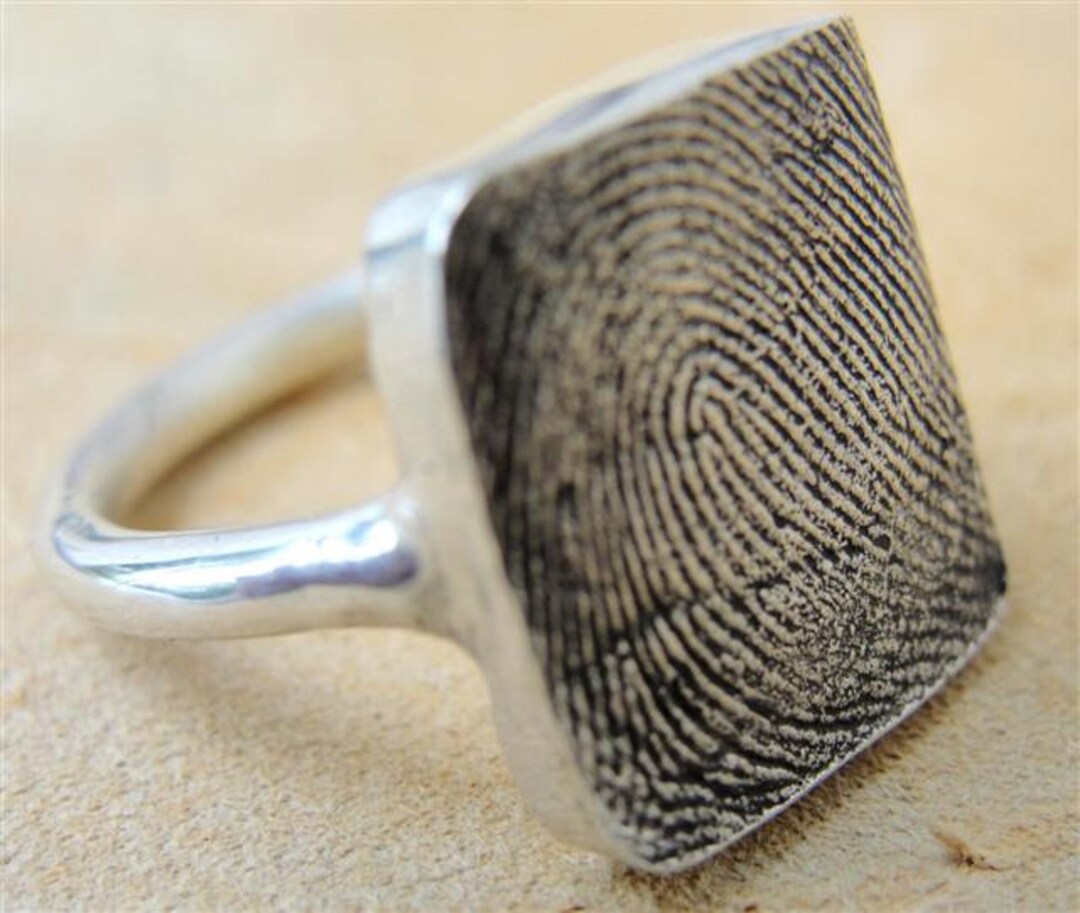 Fingerprint Ring Custom Thumbprint Jewelry Sterling Silver Personalized ...