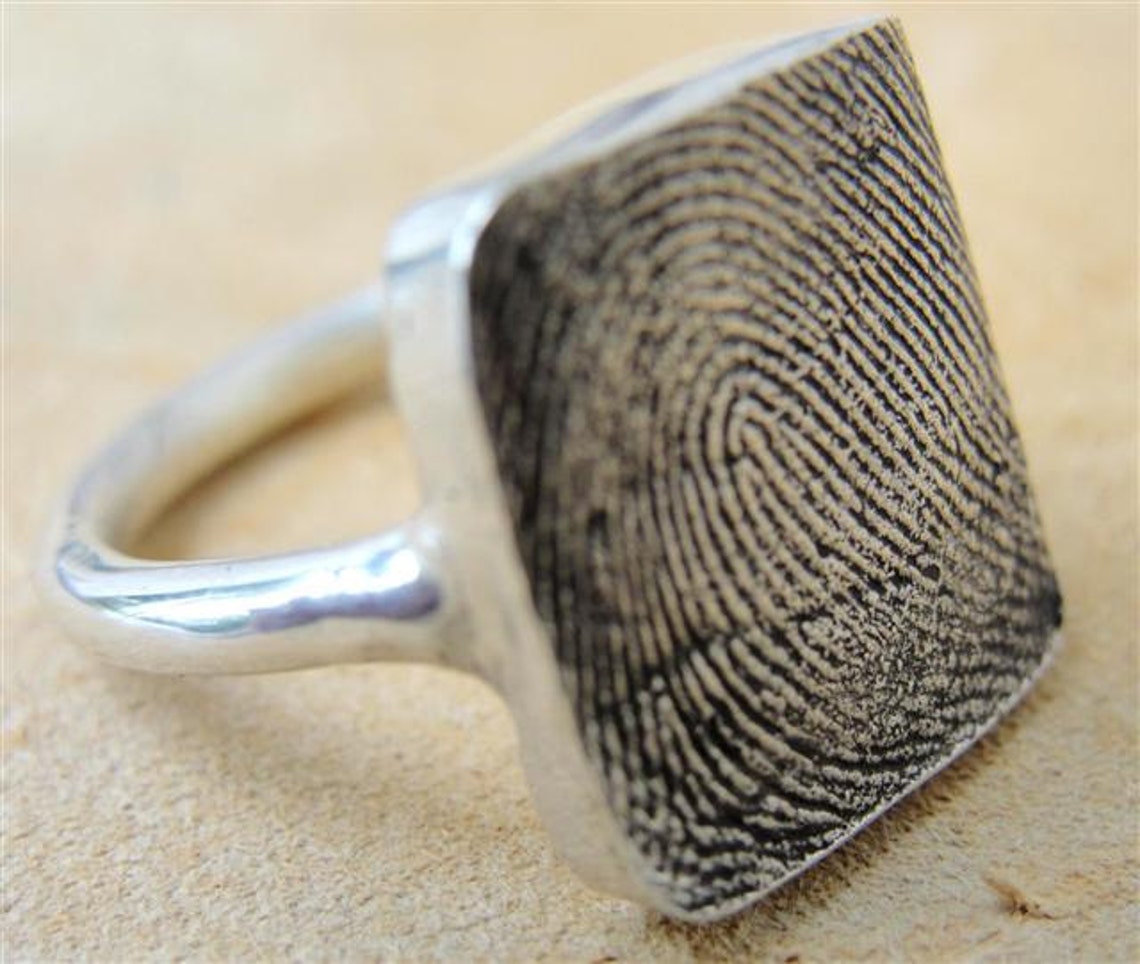 Fingerprint Ring Custom Thumbprint Jewelry Sterling Silver Personalized ...
