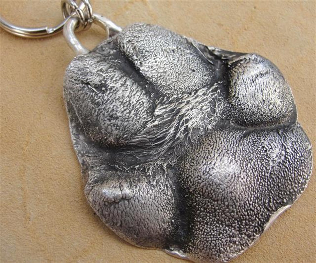 Paw Print Keychain Dog Paw Key Chain Personalized in Sterling Silver ...