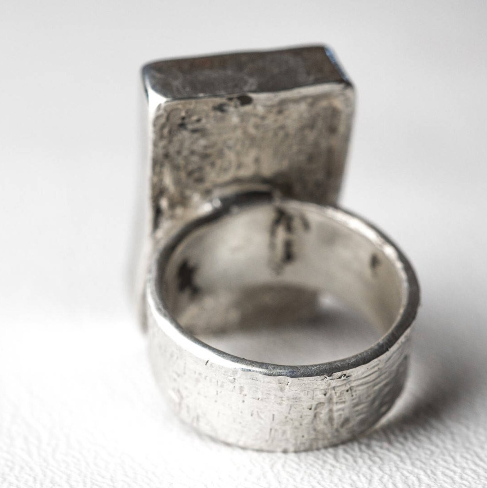 Peace Sign Ring Concrete Rectangle Sterling Silver Peace Boho Chic One ...