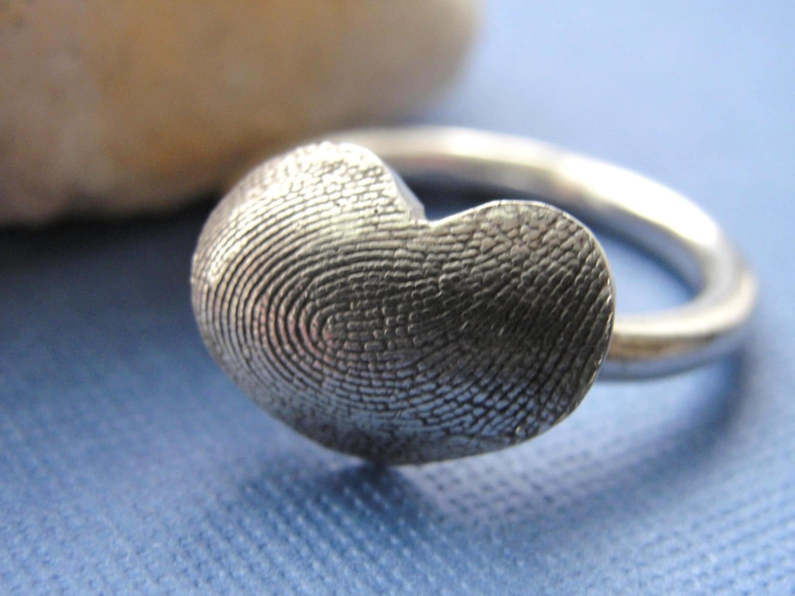 Fingerprint Small Heart Ring Sterling Silver Thumbprint Personalized - Etsy