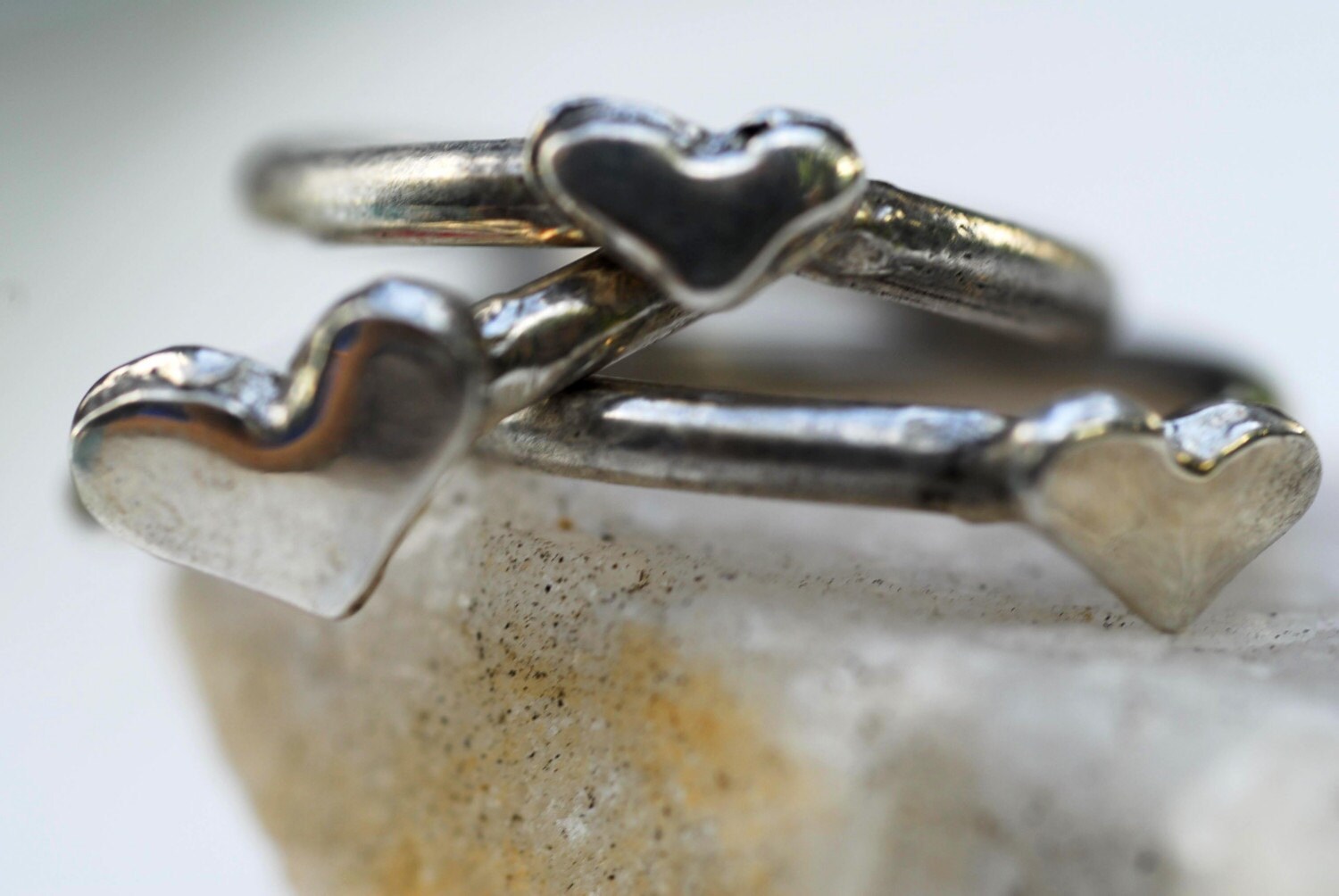 Heart Rings Sterling Silver Trio - Etsy