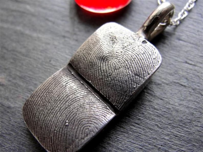 Fingerprint Jewelry Necklace Personalized Thumbprint in Sterling Silver ...