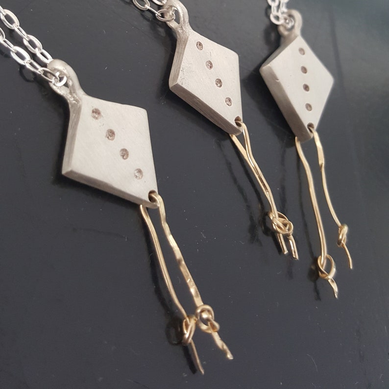 Silver Gold Kite Necklace Gold 12kt. String Kite Sterling | Etsy