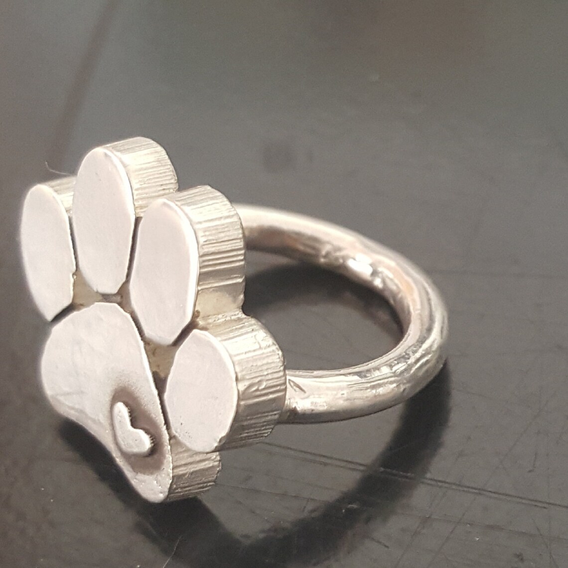 Paw Print Ring Pawprint Sterling Silver Art Band - Etsy
