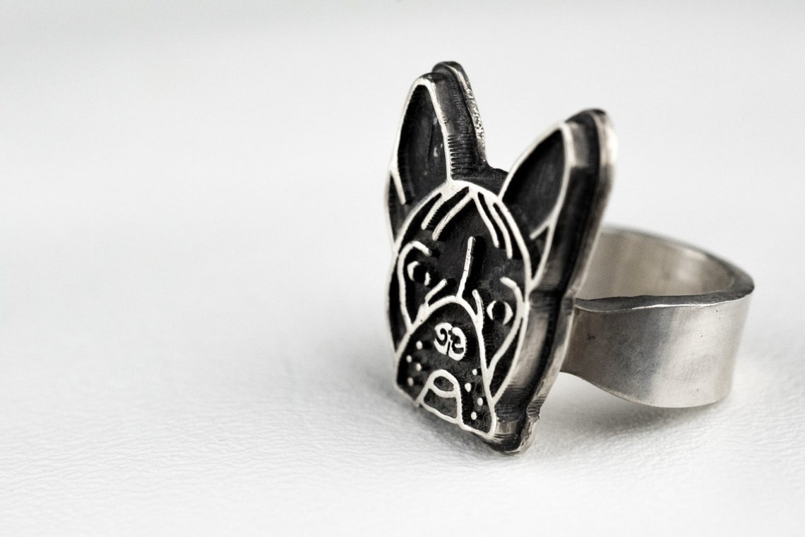 French Bulldog Ring Frenchie Silver Unique Ring - Etsy