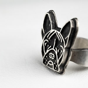 French Bulldog Ring Frenchie Silver Unique Ring - Etsy