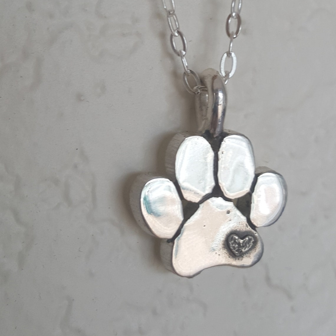 Paw Print Necklace Pawprint Sterling Silver Art Pendant - Etsy