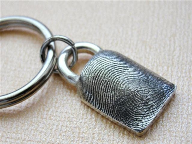 Custom Fingerprint Keychain Thumbprint Key Chain in Sterling Silver ...