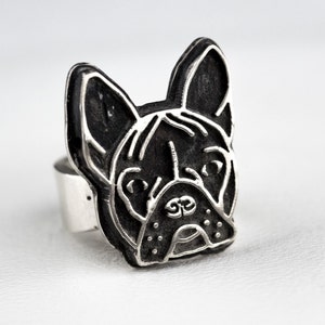 French Bulldog Ring Frenchie Silver Unique Ring - Etsy