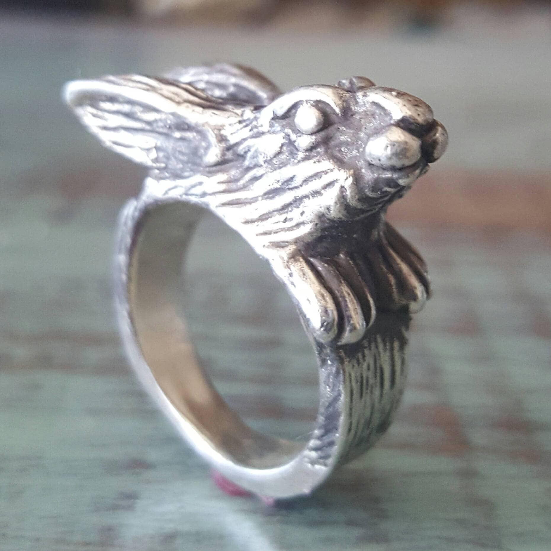 Rabbit Bunny Ring Sterling Silver Hare Ring White Rabbit - Etsy