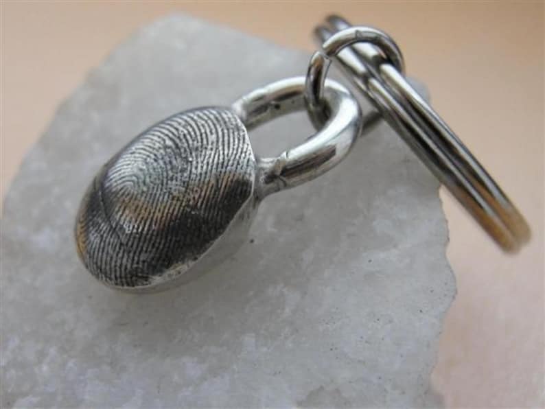 Custom Fingerprint Keychain Thumbprint Key Chain in Sterling Silver ...