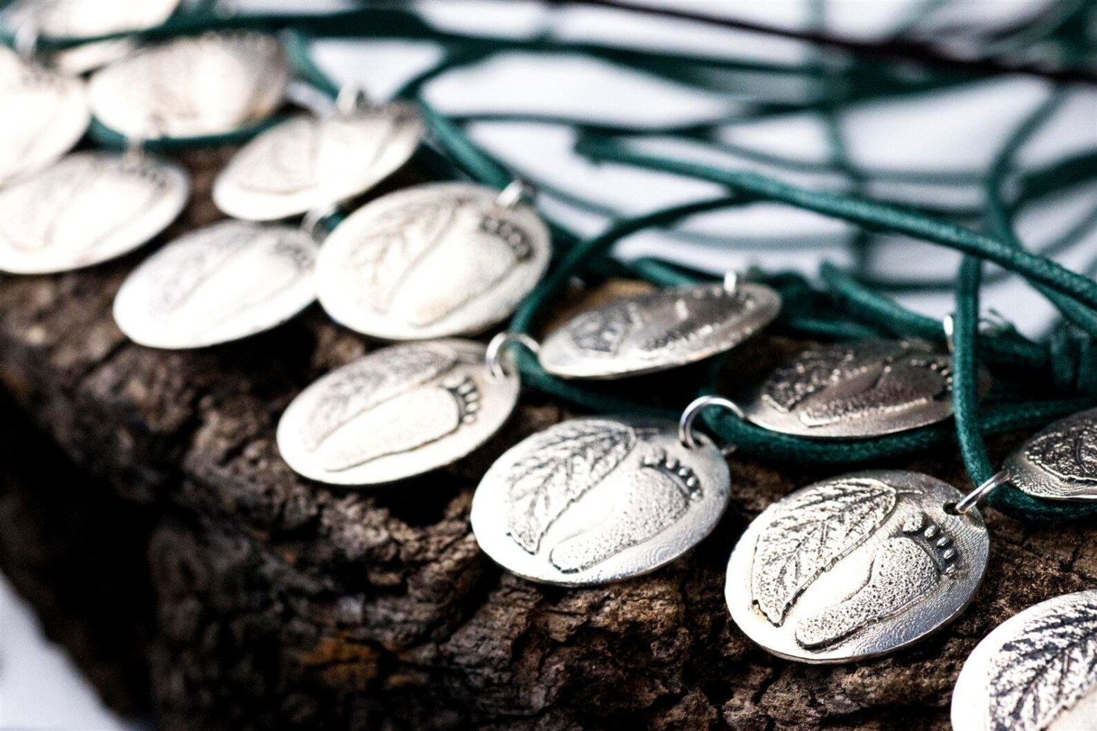 Earth Day Necklace Jewelry Recycled Sterling Silver Leaf and Foot Eco ...