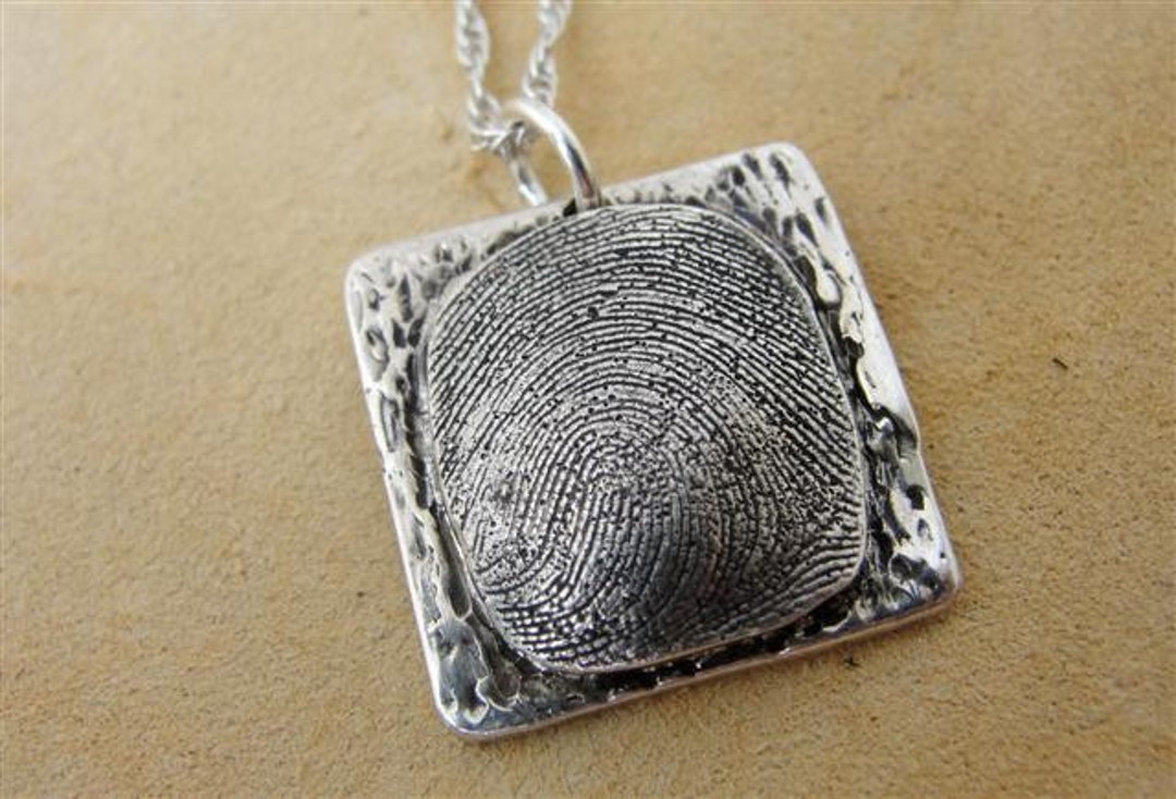 Custom Fingerprint Necklace Jewelry Thumbprint in Sterling Silver ...