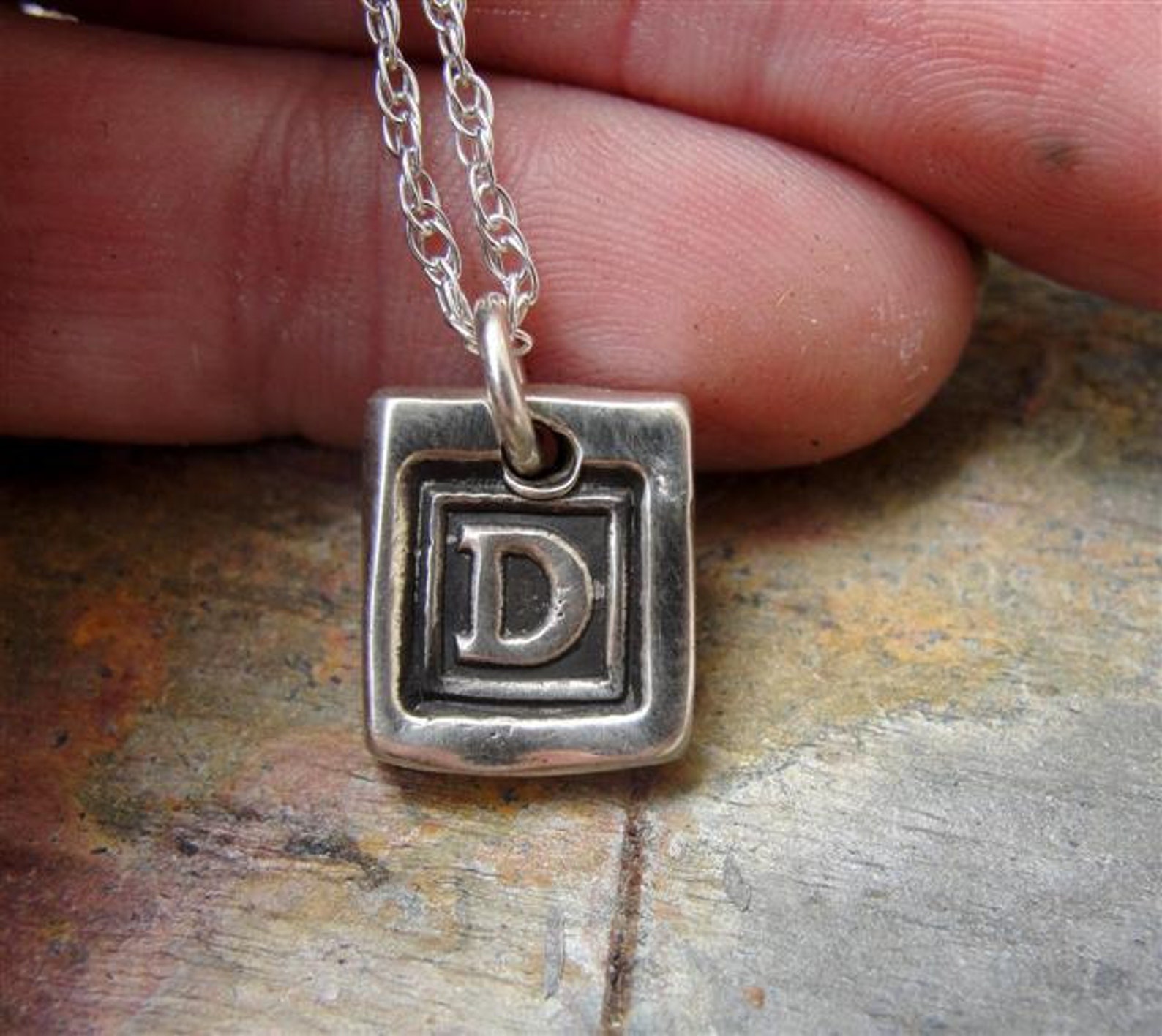 Initial Charm Necklace in Sterling Silver Personalized - Etsy