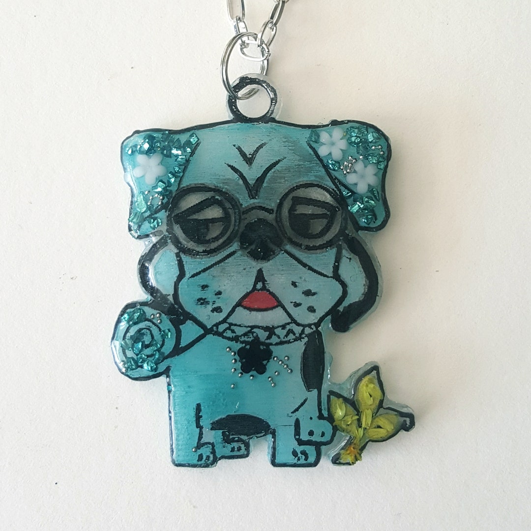 Pug Necklace, Pug Resin Earrings, Smart Pug Resin Jewelry, Icon, Resin ...