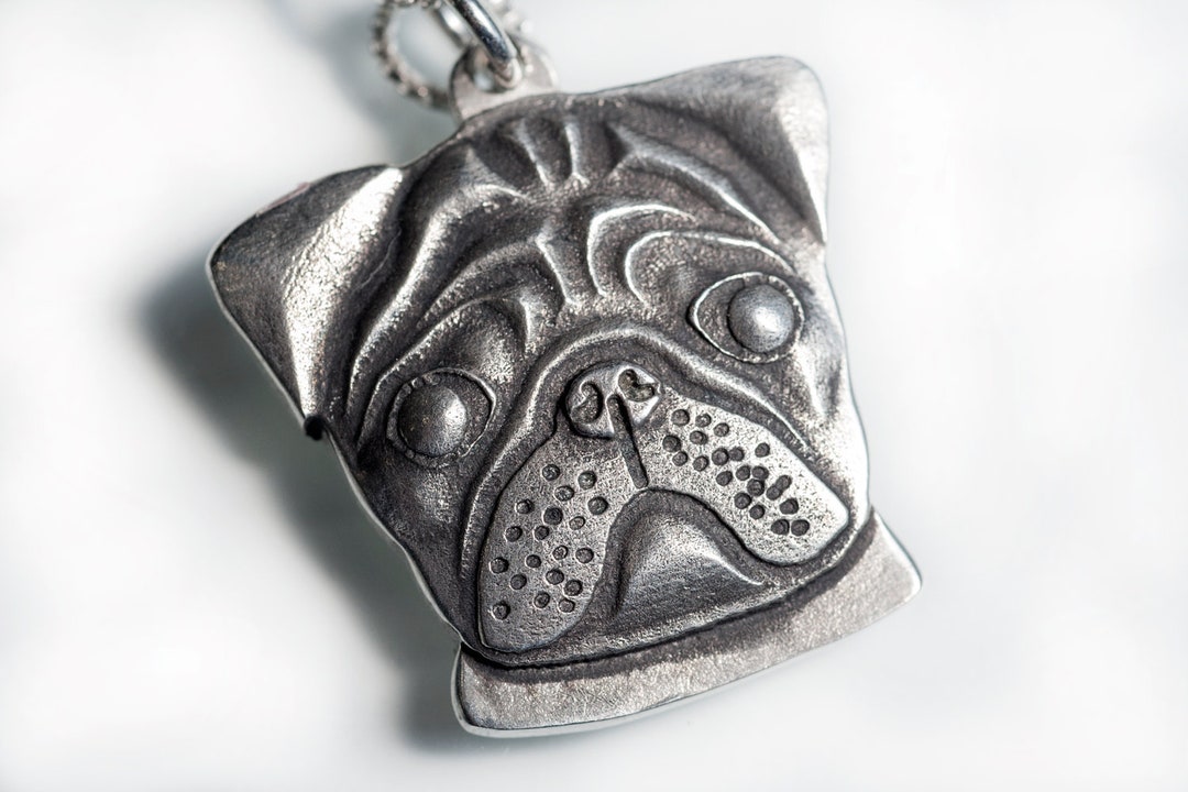Pug Necklace Jewelry Sterling Silver Pendant Personalized - Etsy