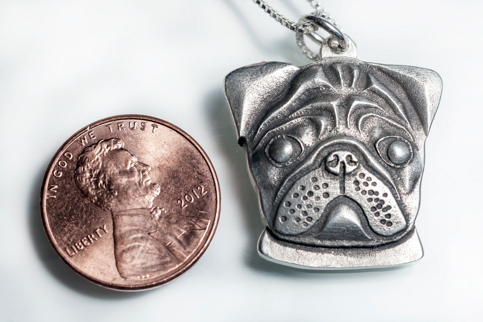 Pug Necklace Jewelry Sterling Silver Pendant Personalized - Etsy