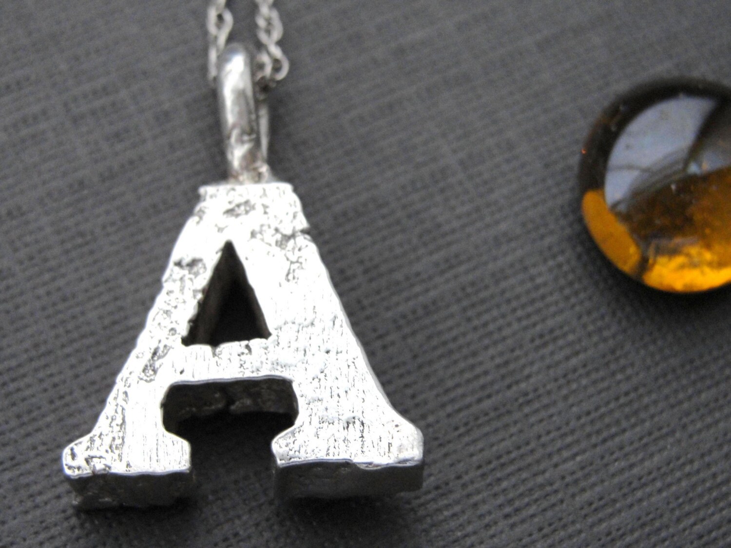 Sterling Silver Thick Peace Sign Letter A Initial Necklace - Etsy