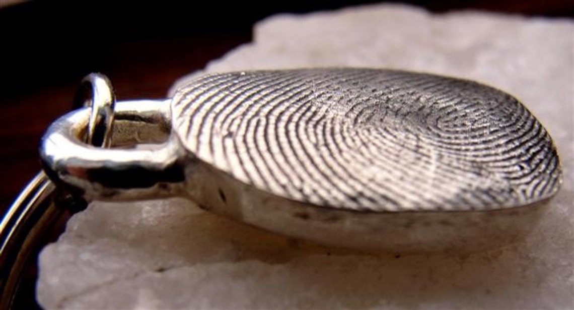 Fingerprint Key Chain Thumbprint Keychain in Sterling Silver - Etsy