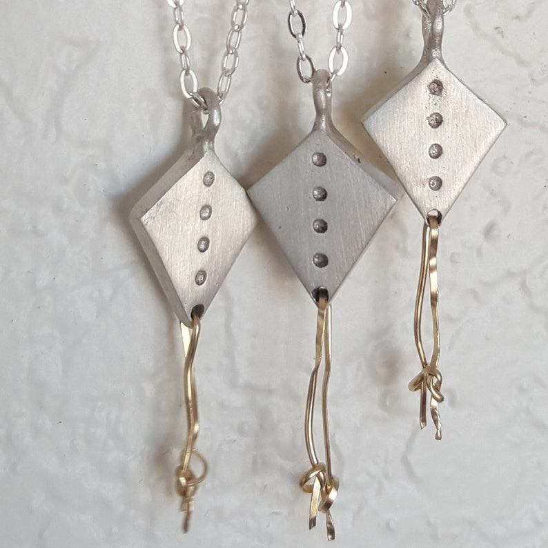 Silver Gold Kite Necklace Gold 12kt. String Kite Sterling | Etsy