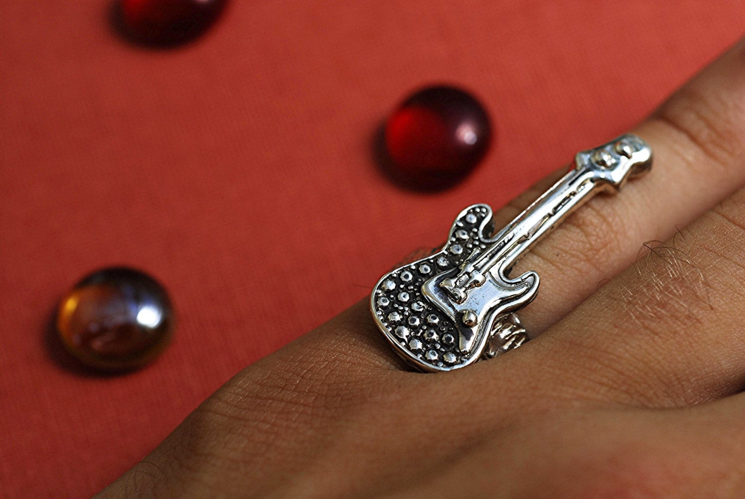 Guitar Ring Rock and Roll in Sterling Silver - Etsy